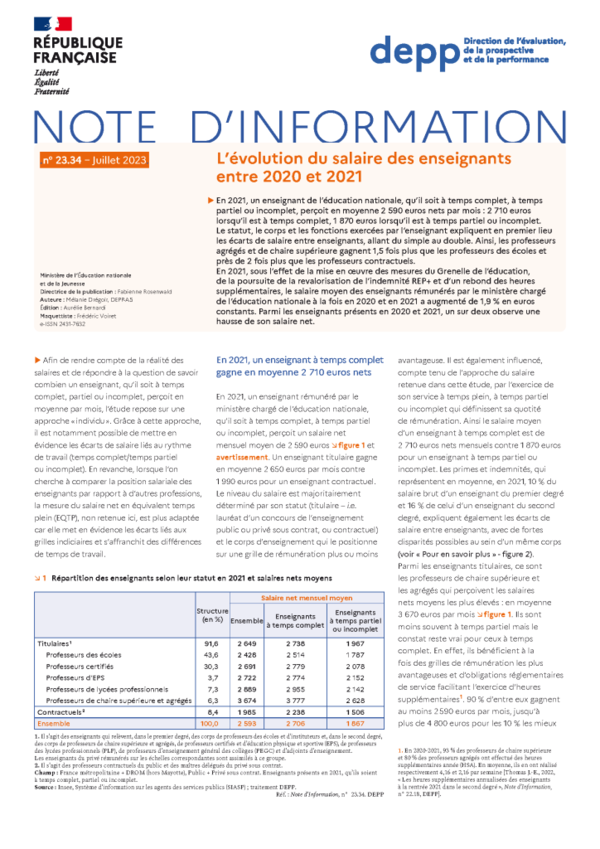 L’évolution du salaire des enseignants entre 2020 et 2021 | Ministère ...