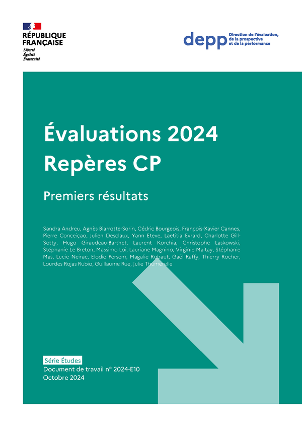 Évaluations 2024 Repères CP - Premiers résultats | Ministère de l'Éducation nationale