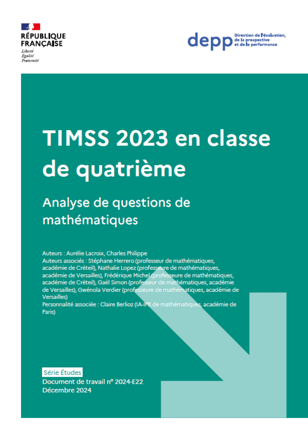 TIMSS 2023 en classe de quatrième - Analyse de questions de ...